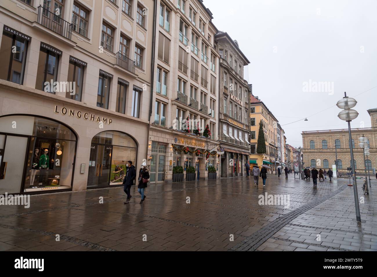 Munich, Germany - December 26, 2021: Typical architecture and street ...