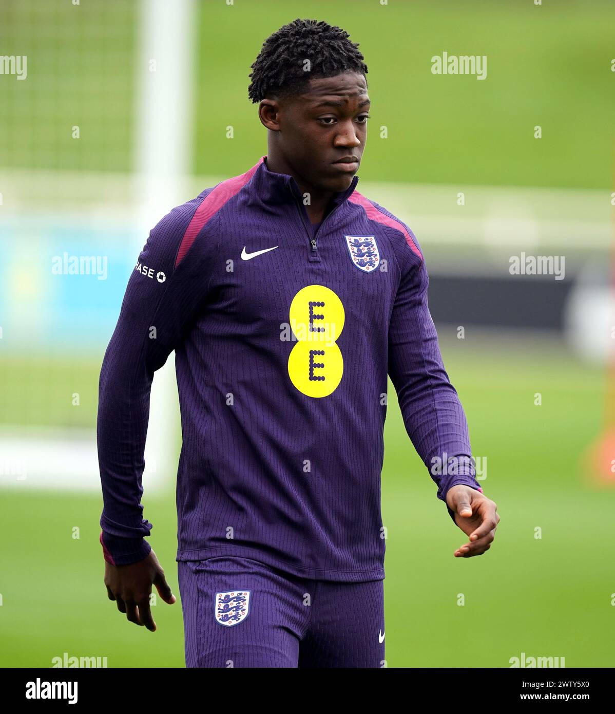 England's Kobbie Mainoo during a training session at St. George's Park ...