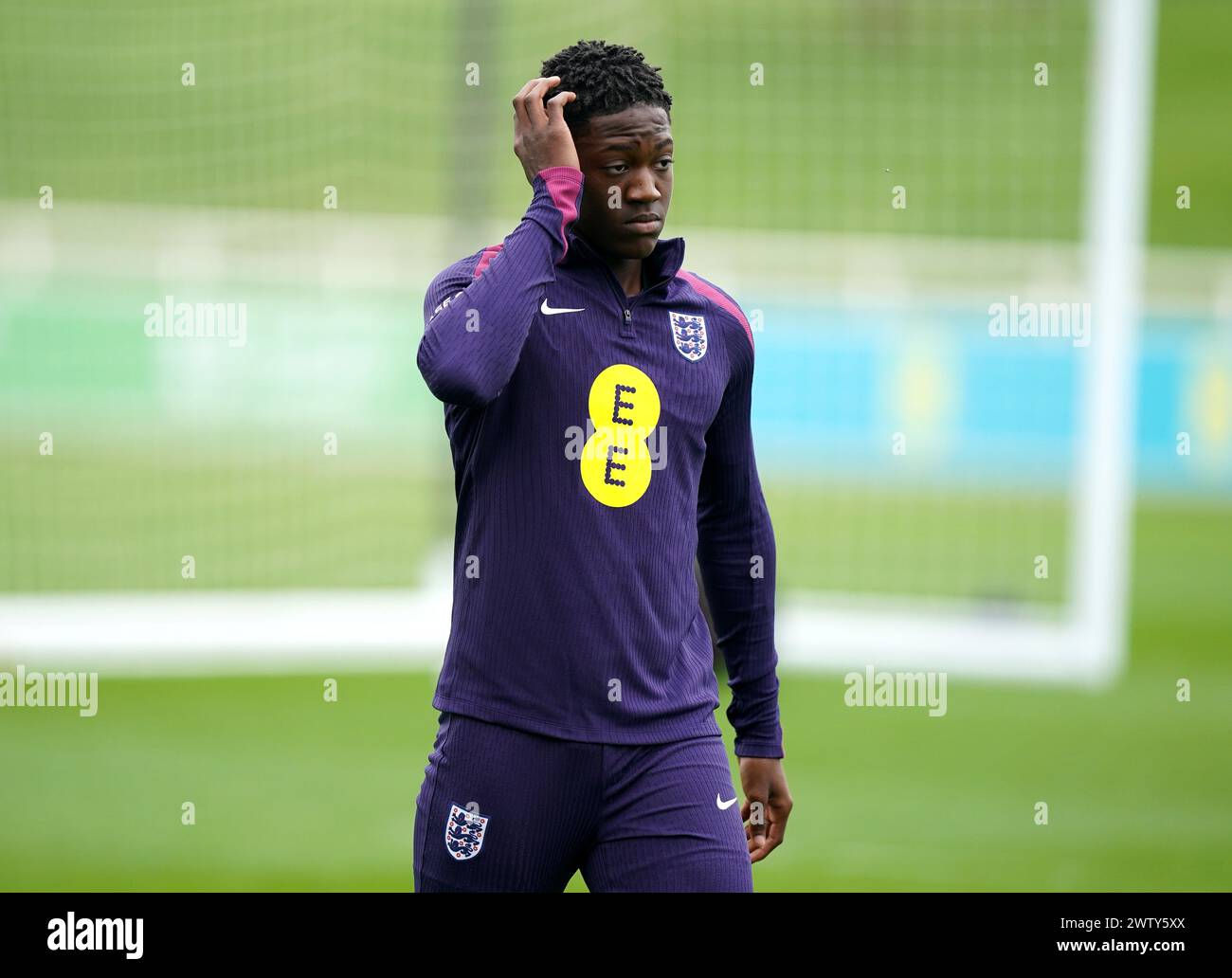 England's Kobbie Mainoo during a training session at St. George's Park ...