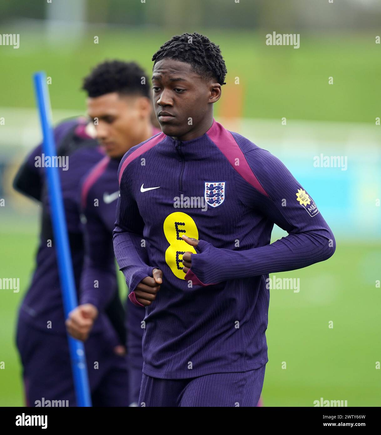England's Kobbie Mainoo during a training session at St. George's Park ...