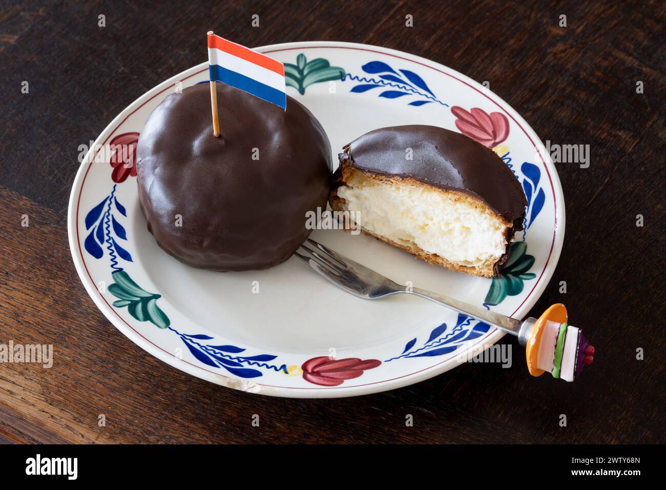 Bossche Bol decorated with dutch flag, typical dutch pastry consisting ...