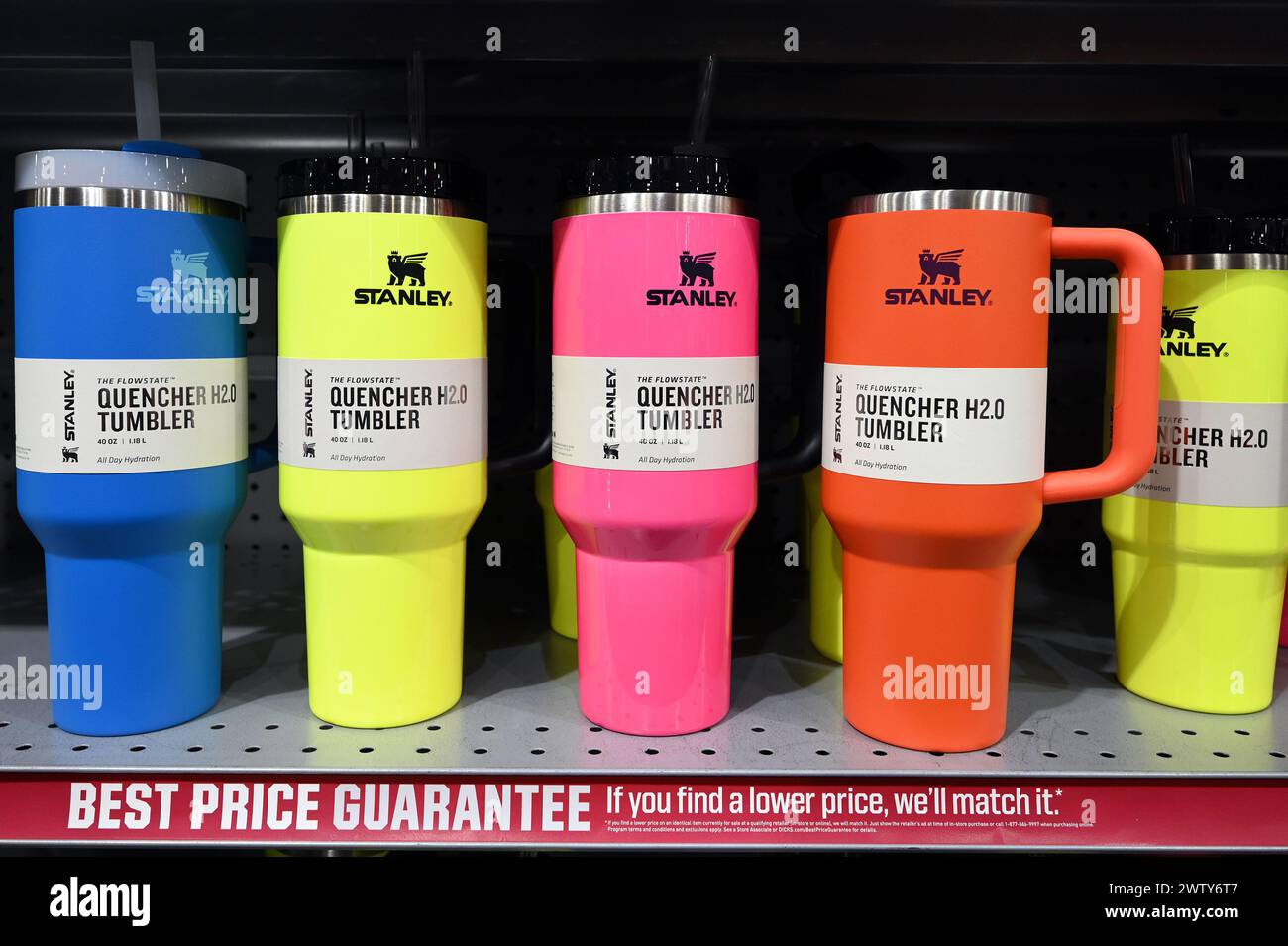 New York, USA. 16th Mar, 2024. Stanley tumblers are displayed on a ...