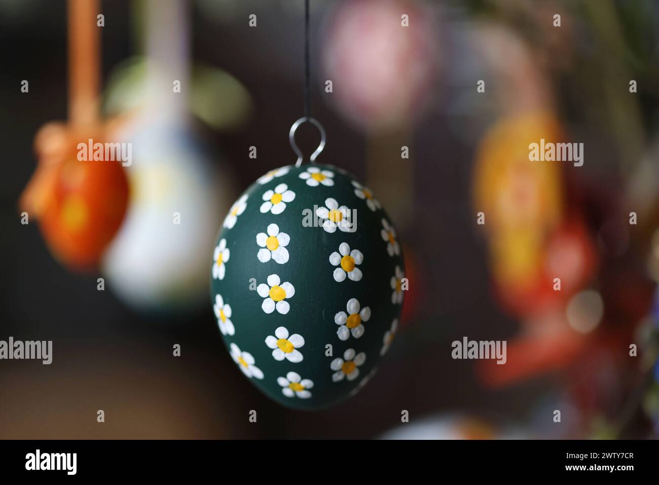 Ostern 20.03.2024, Ostramondra, Osterstrauss - an Weidenzweigen haengt ...