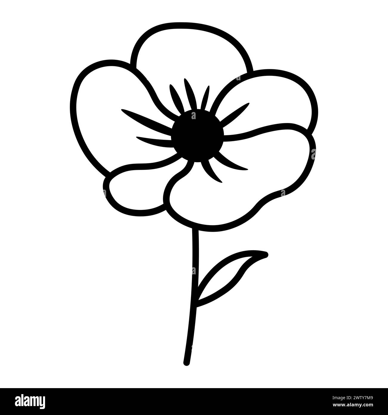 black vector poppy icon on white background Stock Vector Image & Art ...