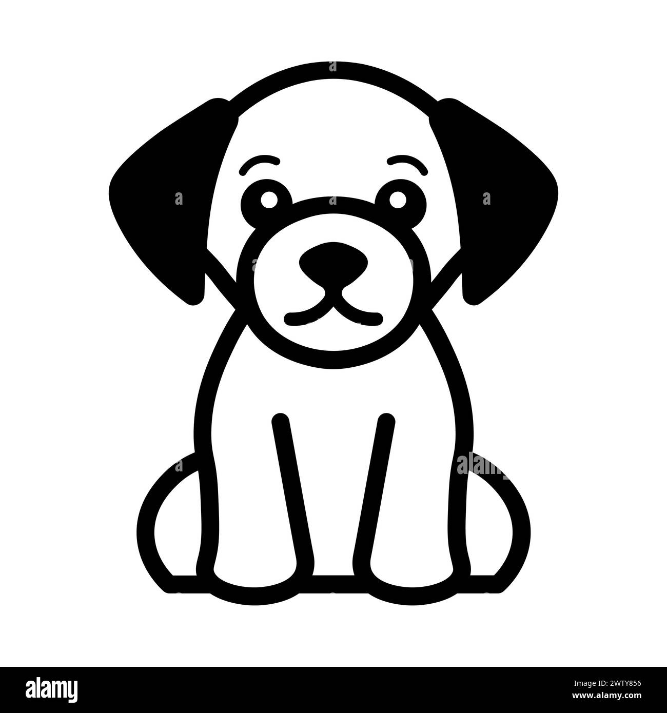 black vector puppy icon on white background Stock Vector Image & Art ...