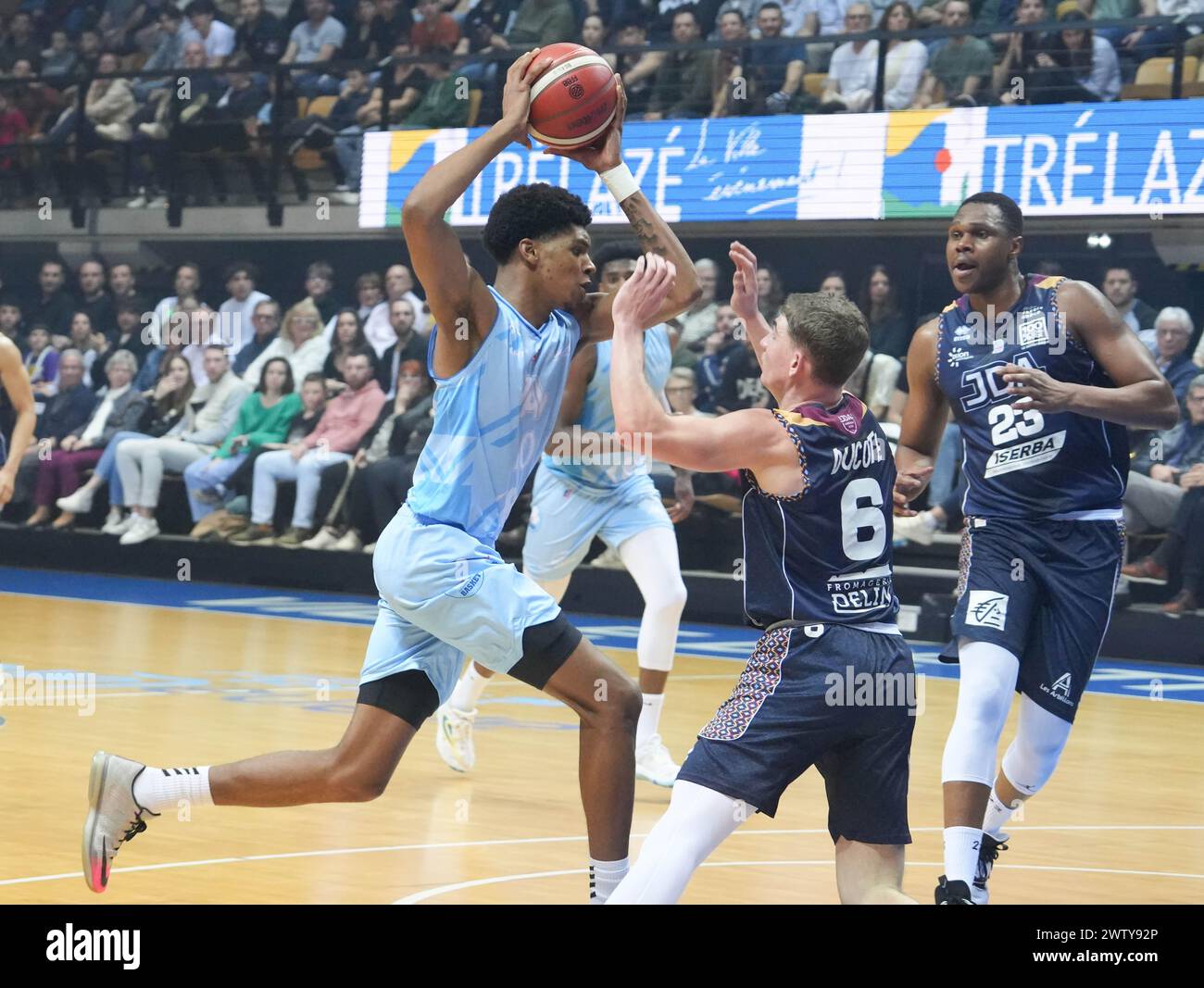 Robin Ducote , Vitalis Chikoko of JDA Dijon Basket and Lucas Dufeal of ...