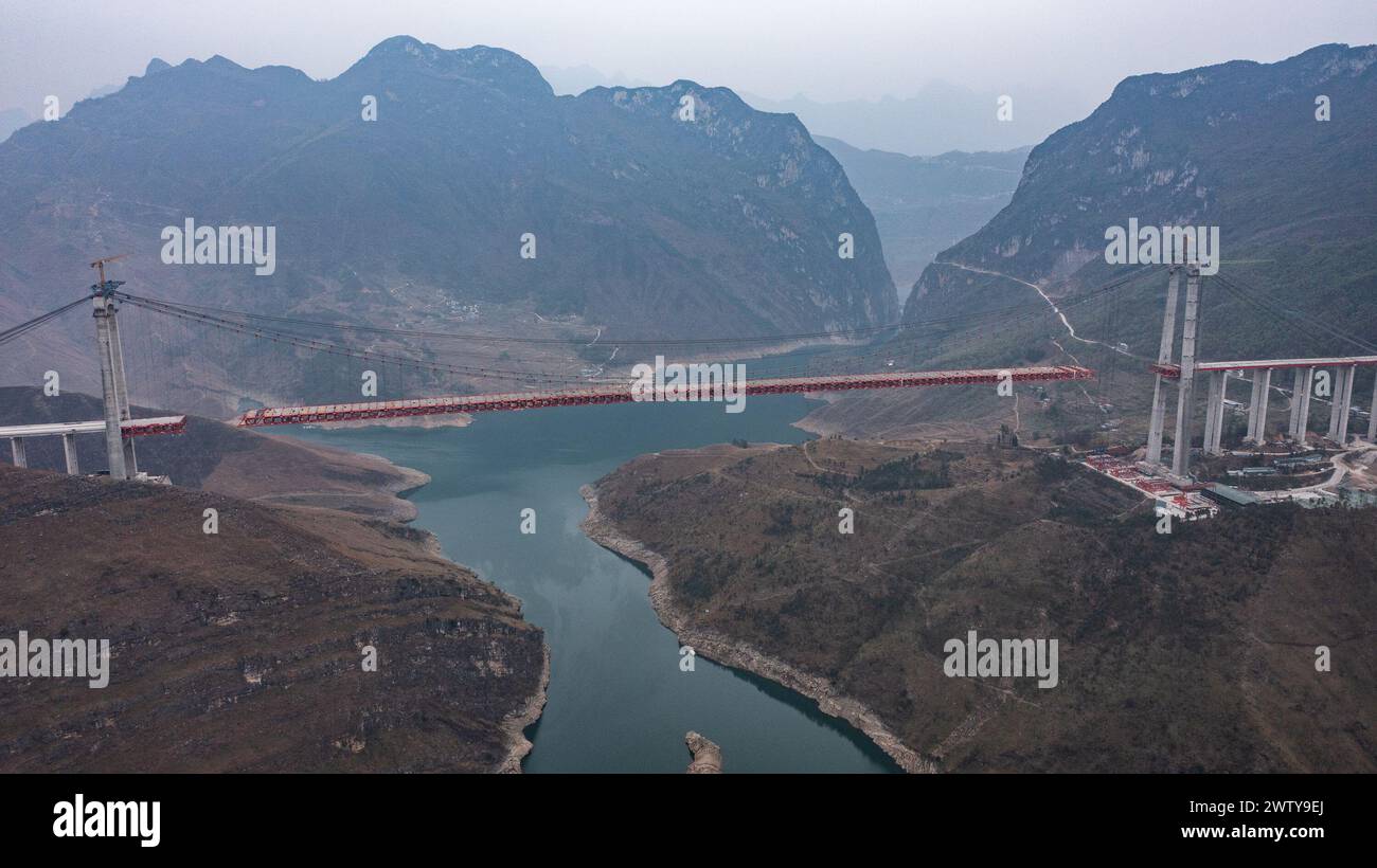 Qinglong. 20th Mar, 2024. An aerial drone photo taken on March 20, 2024 ...