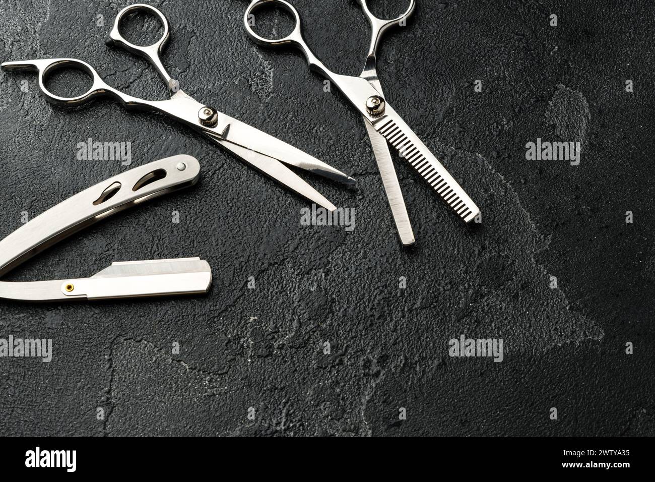 Tools for barbershop on black background studio shot Stock Photo - Alamy