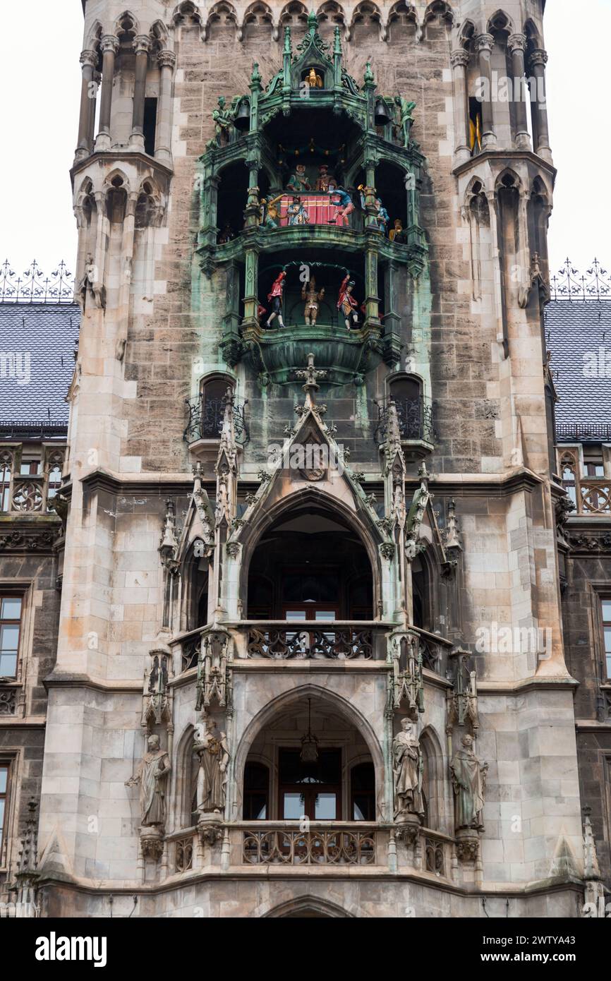 The Rathaus-Glockenspiel in Munich is a tourist attraction clock in ...