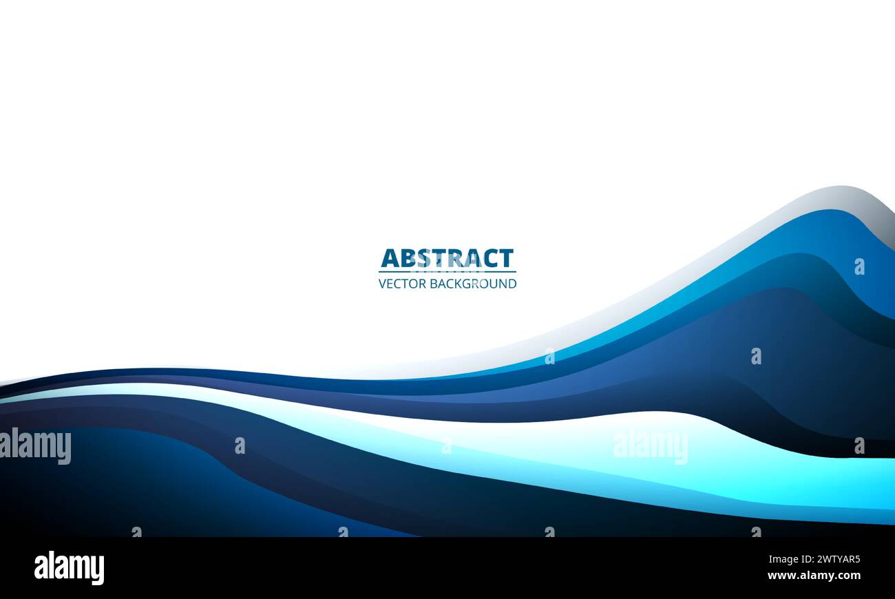 White Minimal Abstract Background With Blue Colored Dynamic Wave Shapes