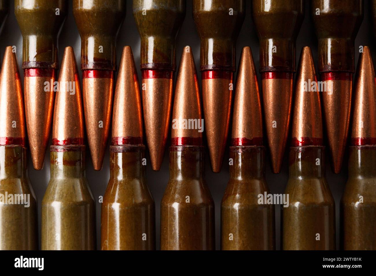 Bullets, military shells, cartridges, ammunition, close-up. The concept ...
