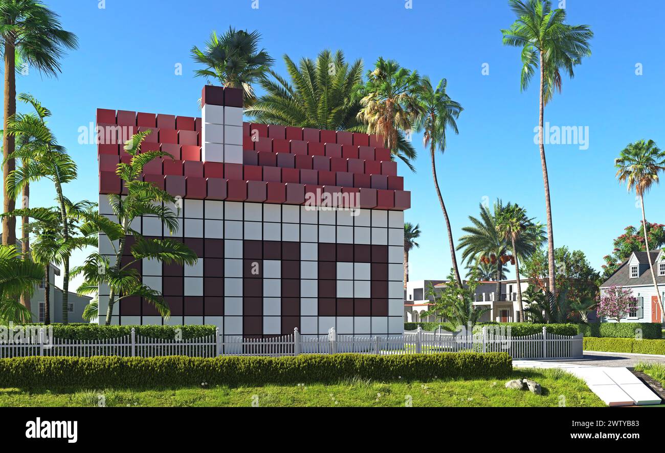 pixel house at the city street Stock Photo - Alamy