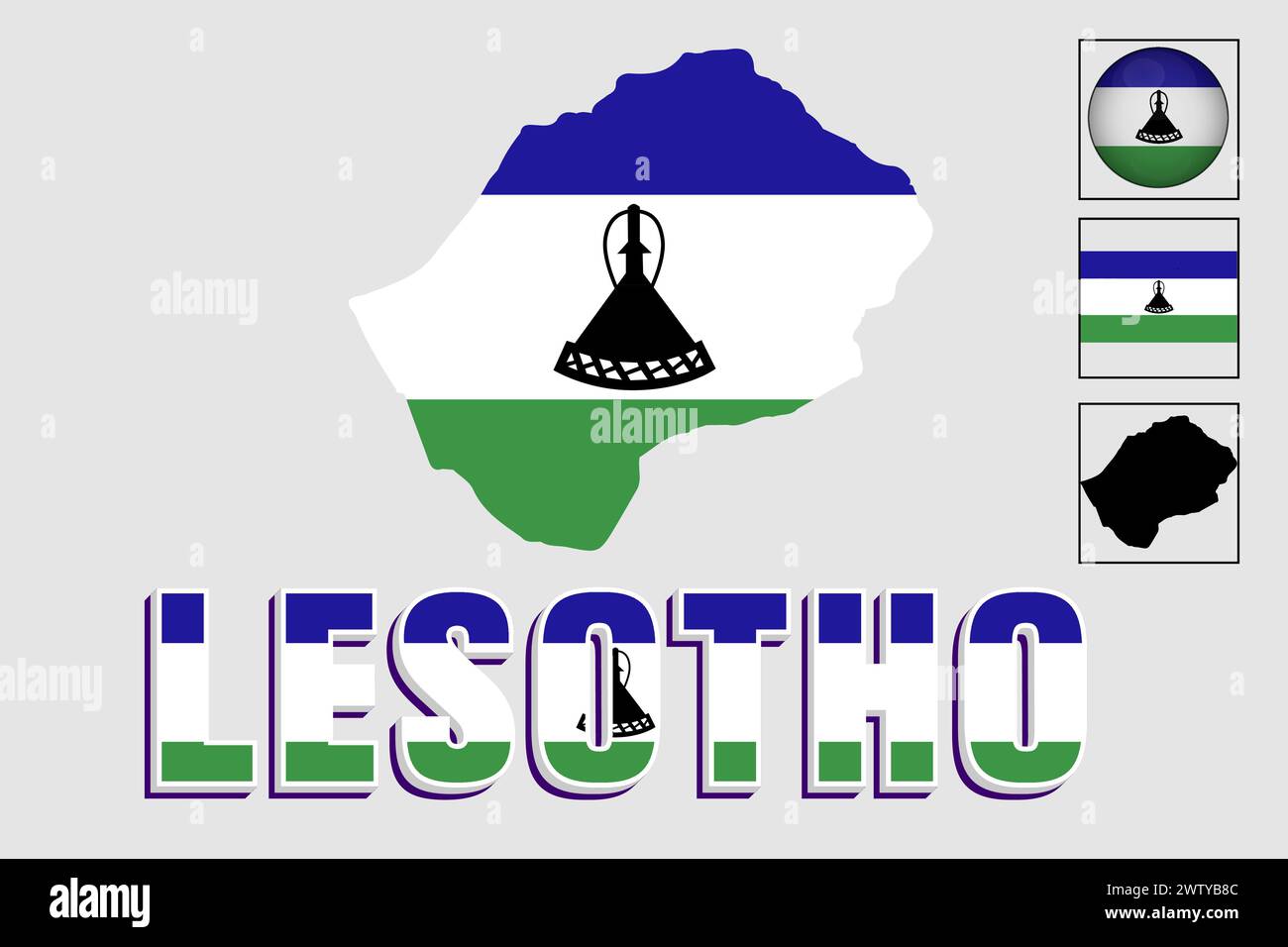 Lesotho flag and map in a vector graphic Stock Vector Image & Art - Alamy