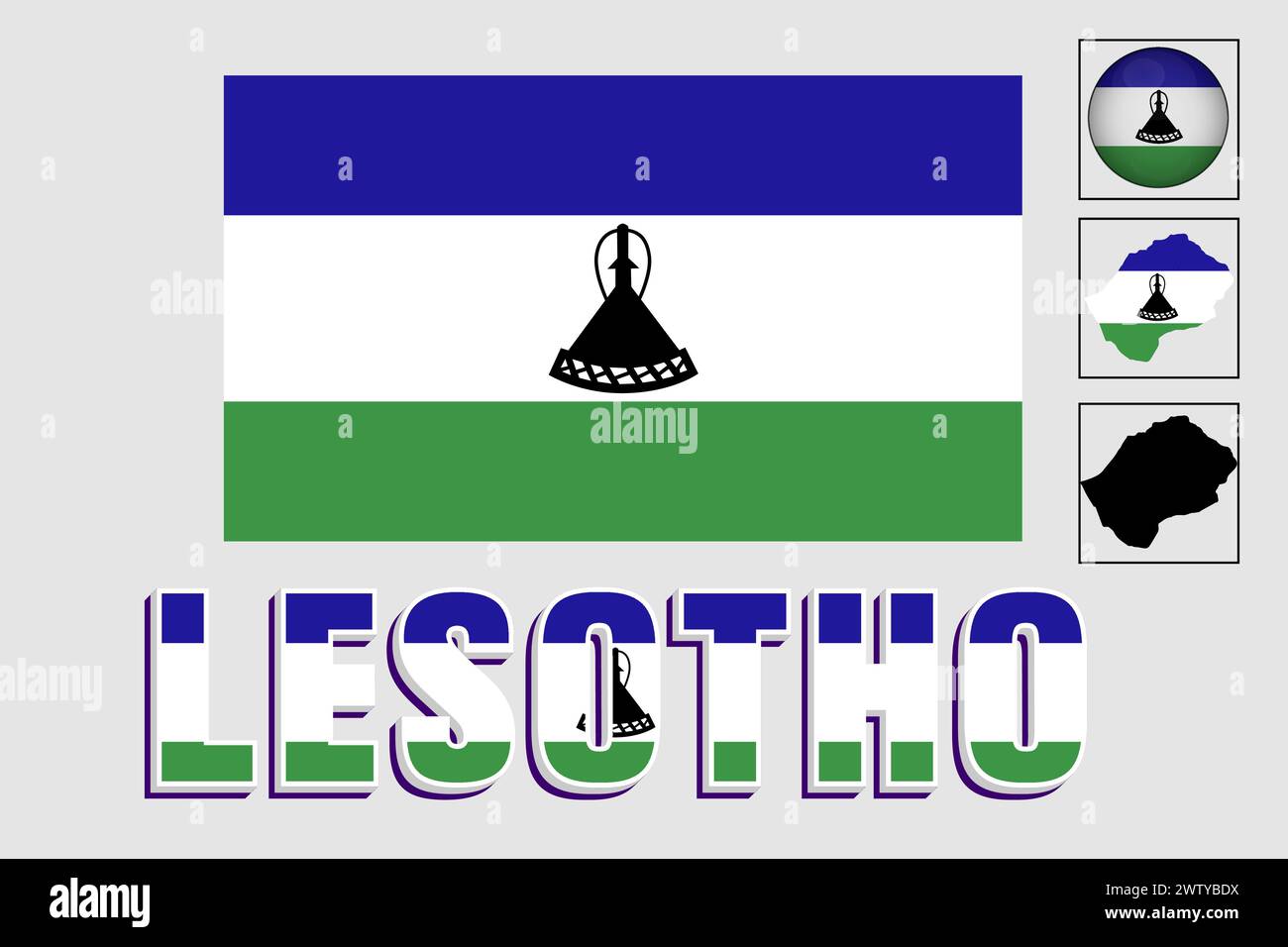 Lesotho flag and map in a vector graphic Stock Vector Image & Art - Alamy