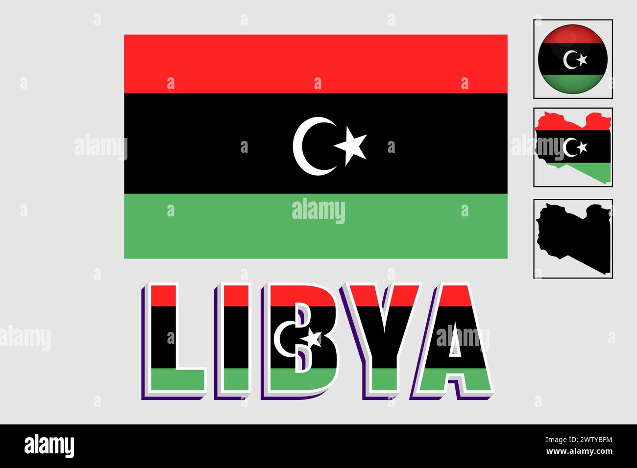 Libya flag 3d waving Stock Vector Images - Alamy