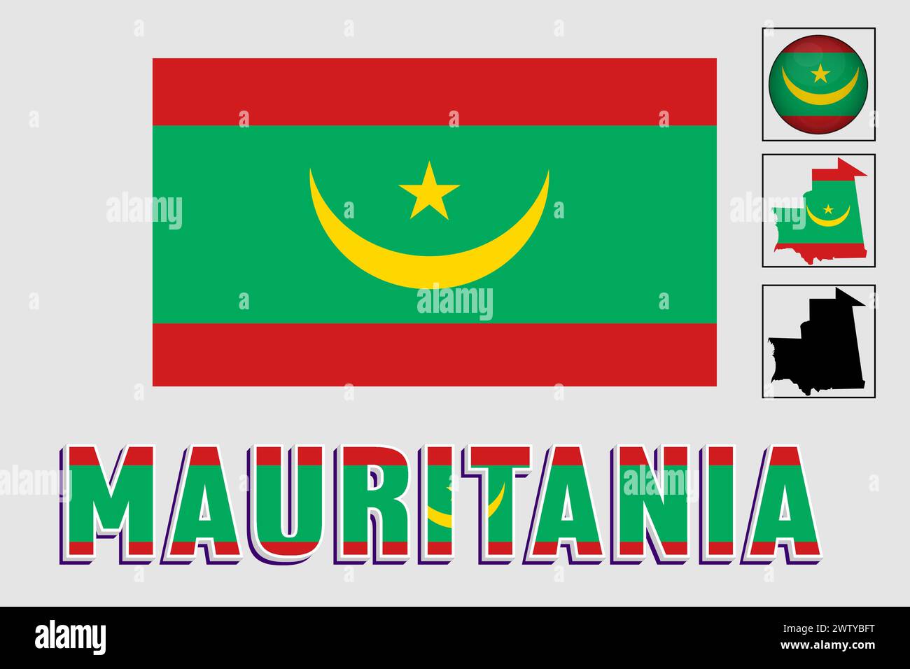 Mauritania flag and map in a vector graphic Stock Vector Image & Art ...