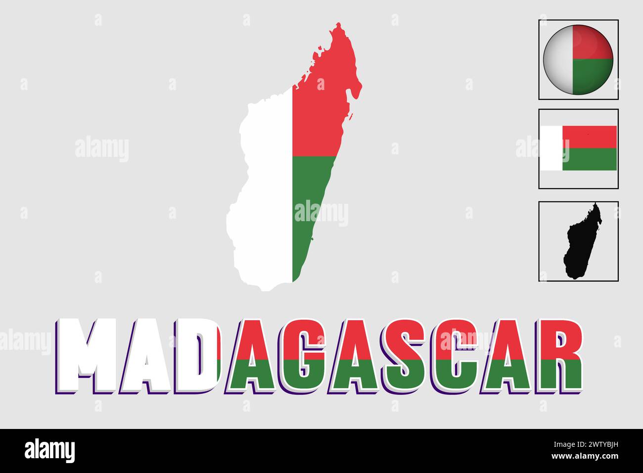 Madagascar flag and map in a vector hi-res stock photography and images ...
