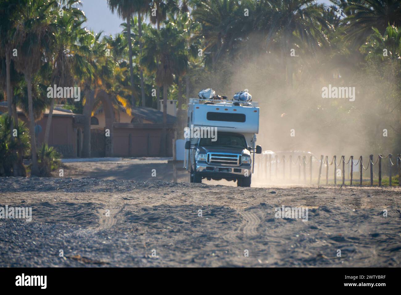 A Rv camper van in Loreto sandy beach Baja California, Mexico Stock ...