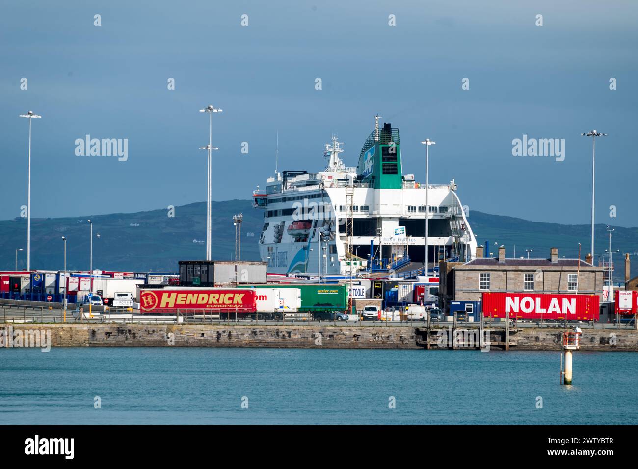 Irish Sea ferries ship at the quay in Hiolyhead harbour Stock Photo - Alamy