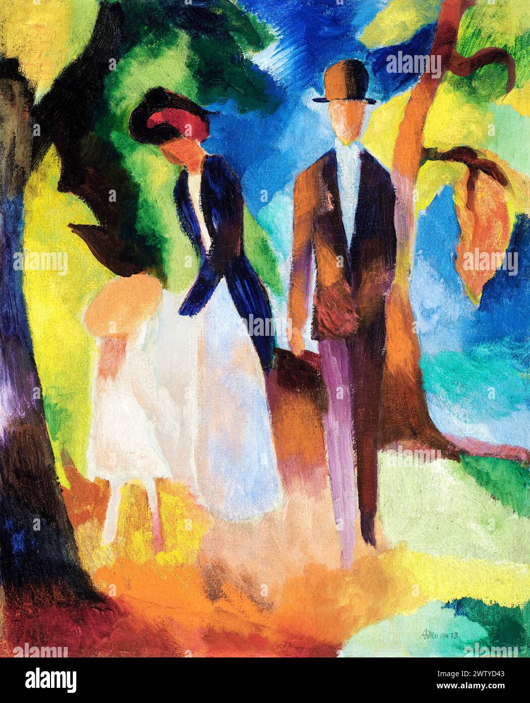 August Macke's People by a Blue Lake (1913) famous painting. Original ...