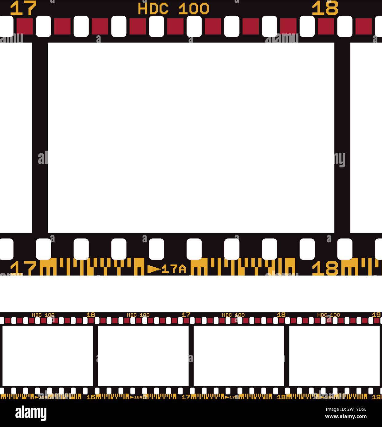 Vector illustration of photographic analog film border with barcodes ...