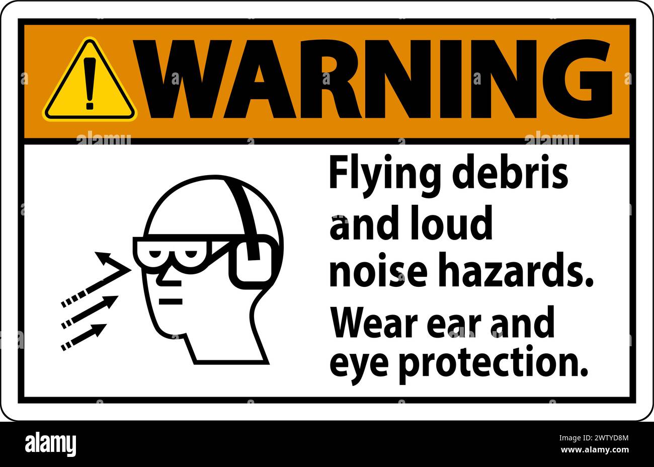 A warning sign depicting the necessity of wearing ear and eye ...