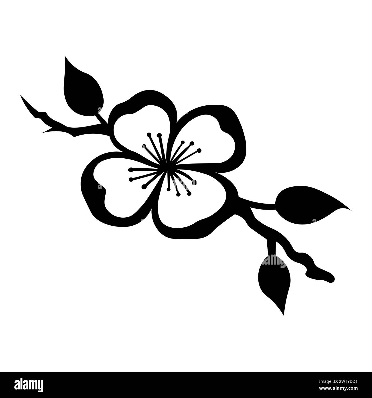 black vector sakura icon on white background Stock Vector Image & Art ...