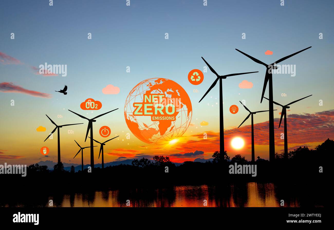 carbon-neutral and net zero emissions concepts promoting sustainability ...