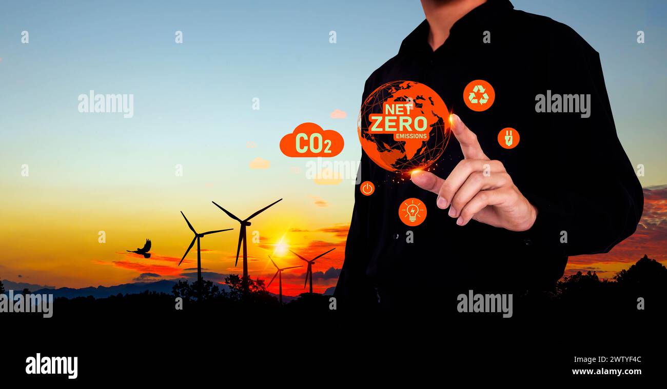 carbon-neutral and net zero emissions concepts promoting sustainability ...