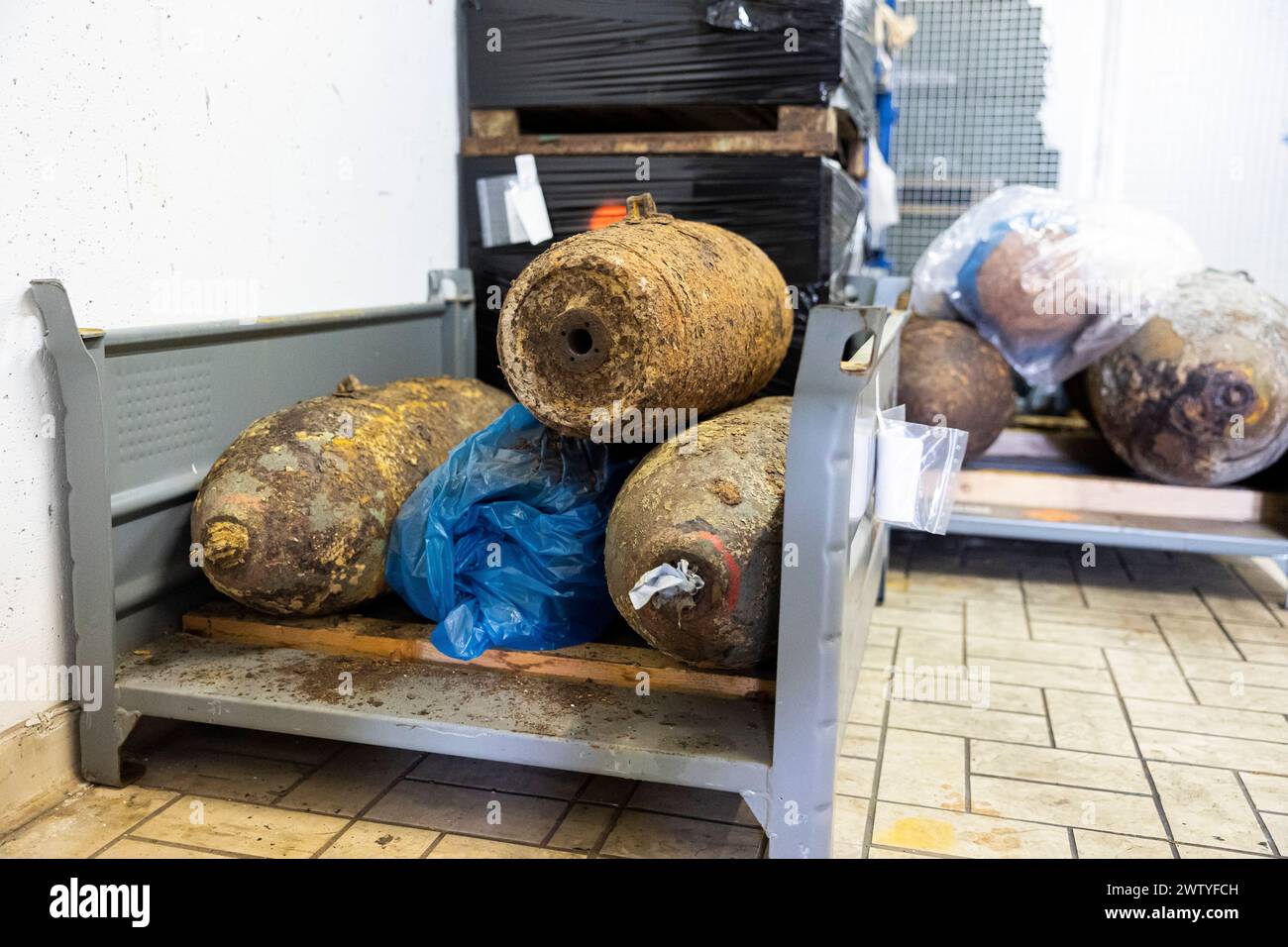 Munster, Germany. 20th Mar, 2024. Salvaged aerial bombs from the Second ...