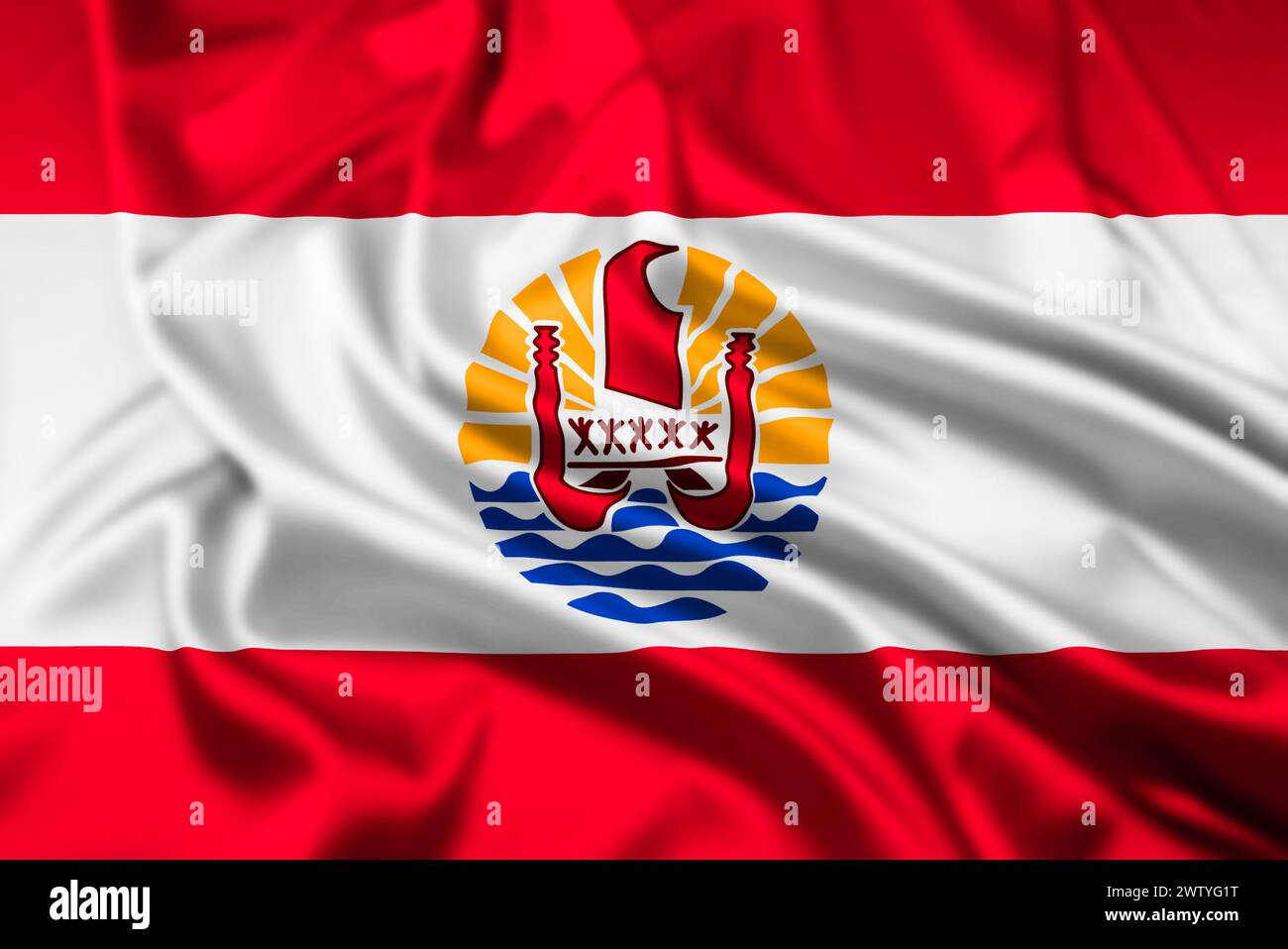 The Flag of French Polynesia, an overseas Collectivity of France, with ...