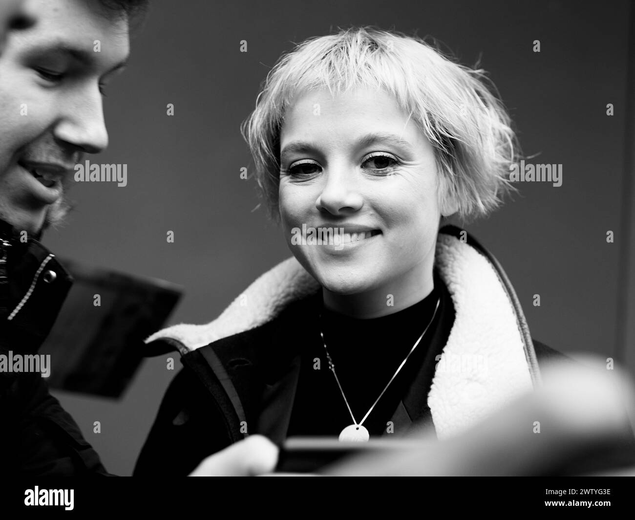 Berlin / Germany, 26th FEB, 2020. Actress Jella Haase with a fan at ...