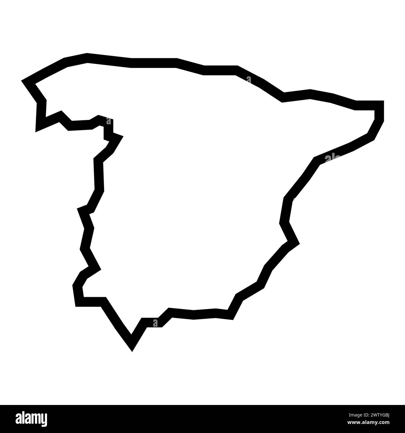 black vector spain outline map on white background Stock Vector Image ...