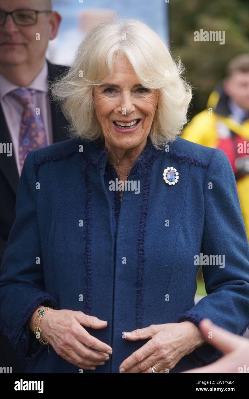 Queen Camilla during a visit to Government House, in Onchan, Isle of ...
