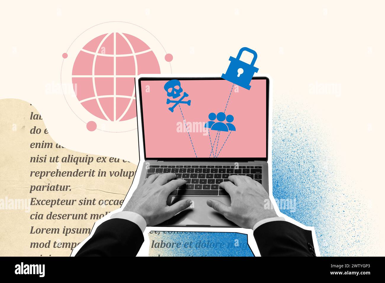 Composite trend artwork sketch 3D photo collage of specialist hacker ...