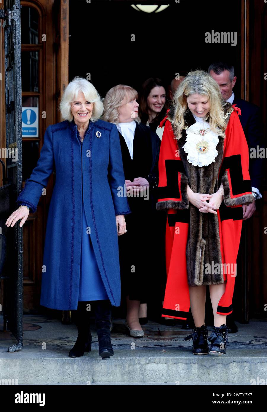 Queen Camilla and Natalie Byron-Teare, Mayor of Douglas during a visit ...
