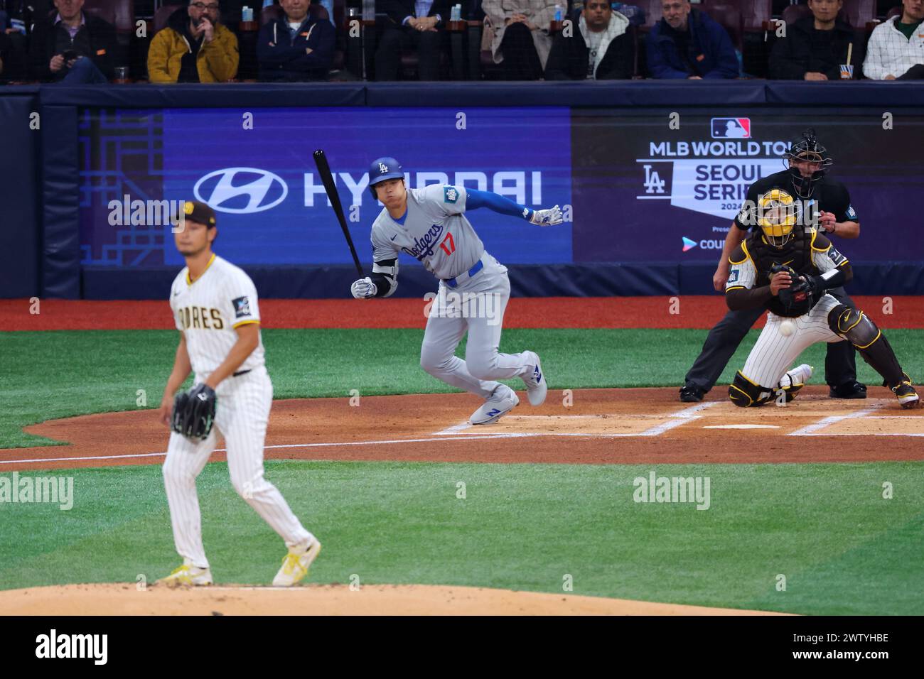 Gocheok Sky Dome, Seoul, South Korea. 20th Mar, 2024. (L-R) Yu Darvish (Padres), Shohei Ohtani ...