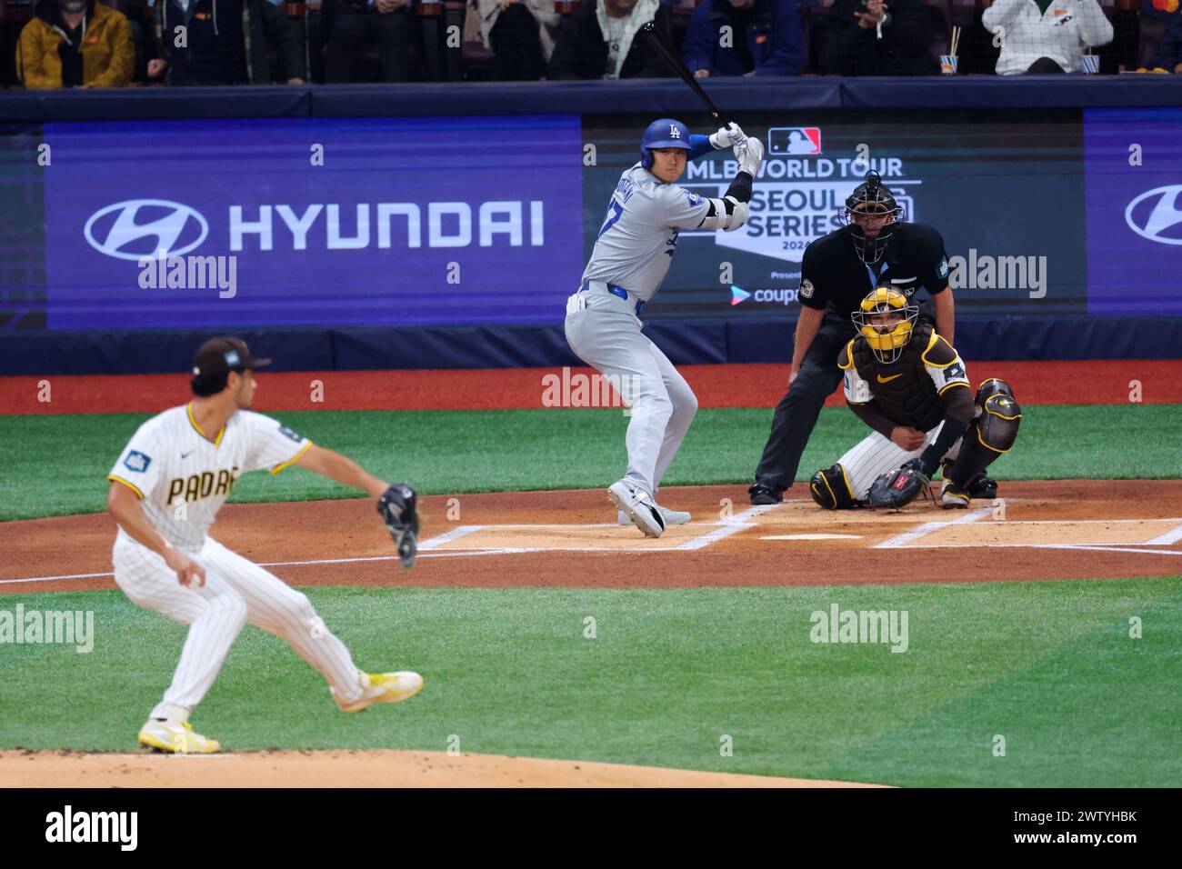 Gocheok Sky Dome, Seoul, South Korea. 20th Mar, 2024. (L-R) Yu Darvish (Padres), Shohei Ohtani ...