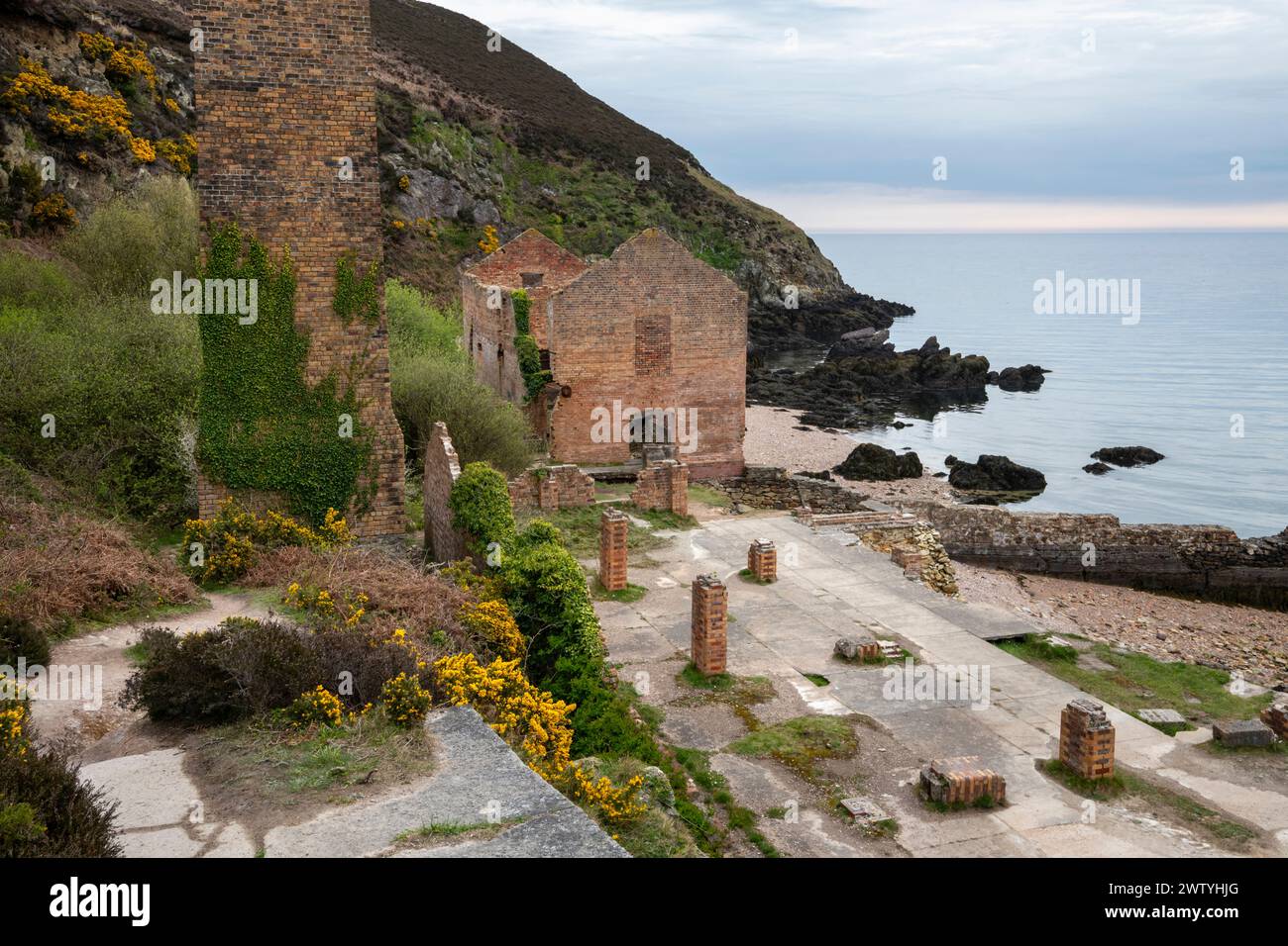 Remains of an old abandoned brickworks at Porth Wen on the North coast ...