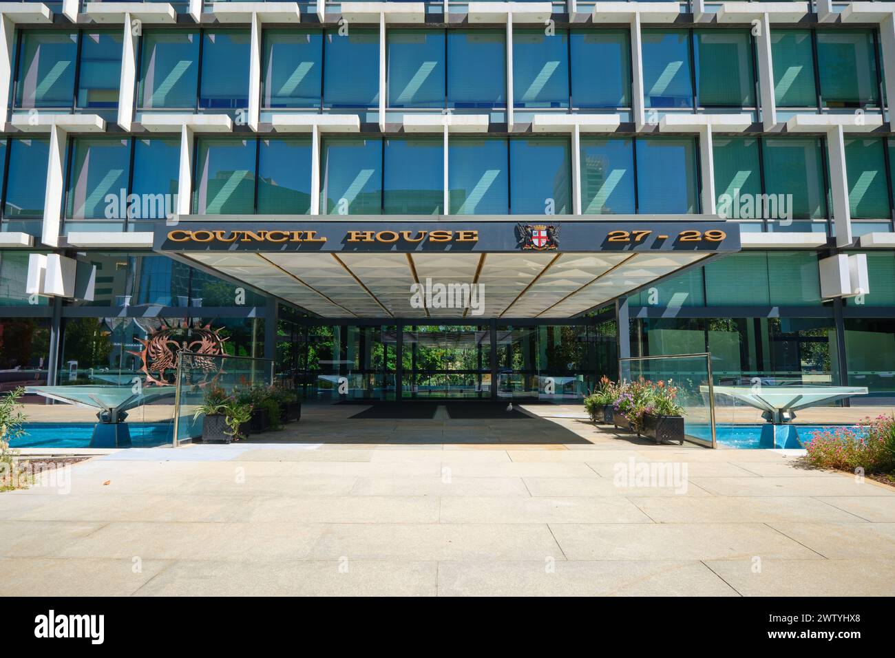 The entrance to Council House, the headquarters for the City of Perth ...