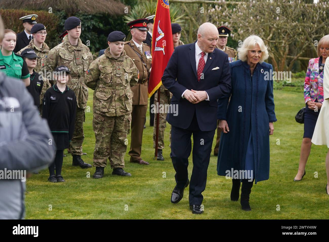 Britain's Queen Camilla, right, walks with Lieutenant Governor of the ...