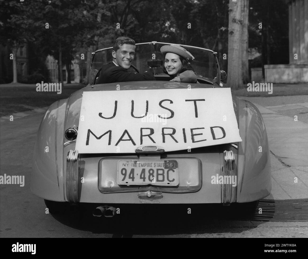 Married on car Black and White Stock Photos & Images - Alamy