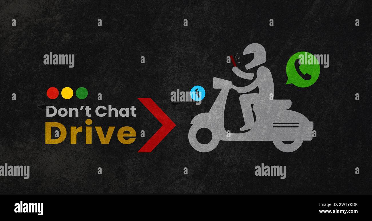 Don't chat and drive concept. Stay safe on the road and avoid ...