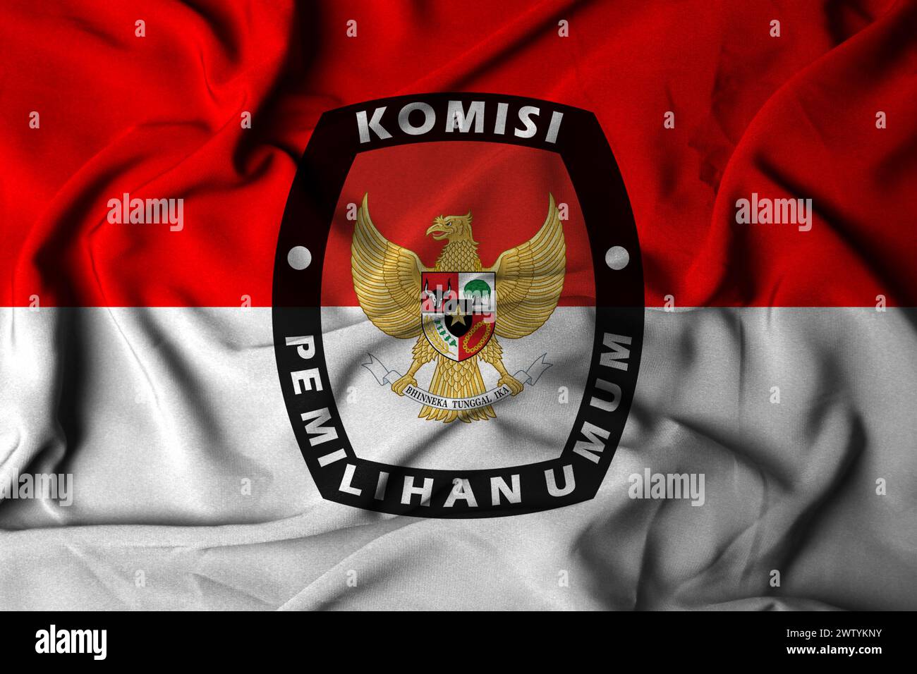 Selective focus of the General Election Commission (KPU) flag, with ...