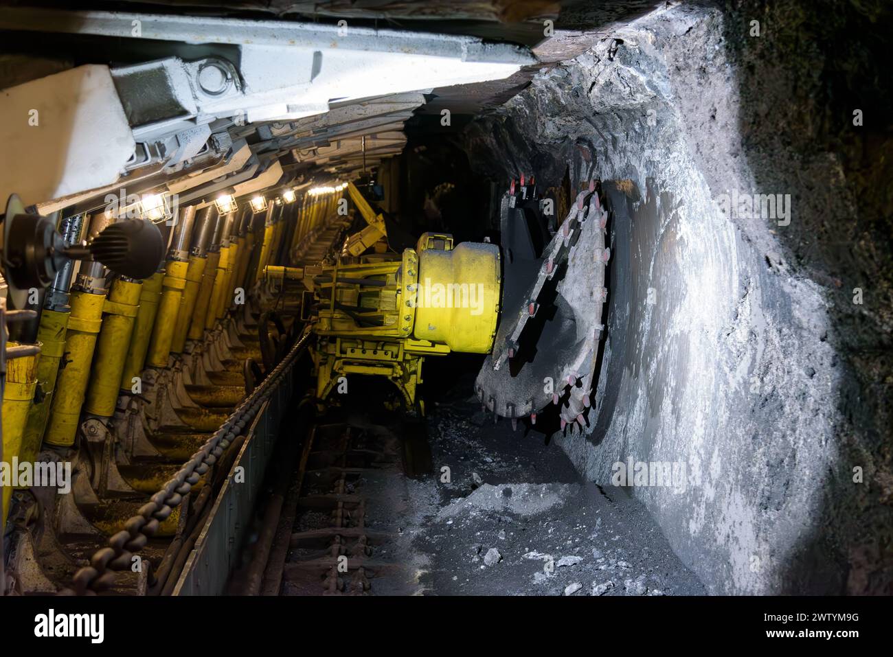 Modern drilling machine working in coal mine Stock Photo - Alamy