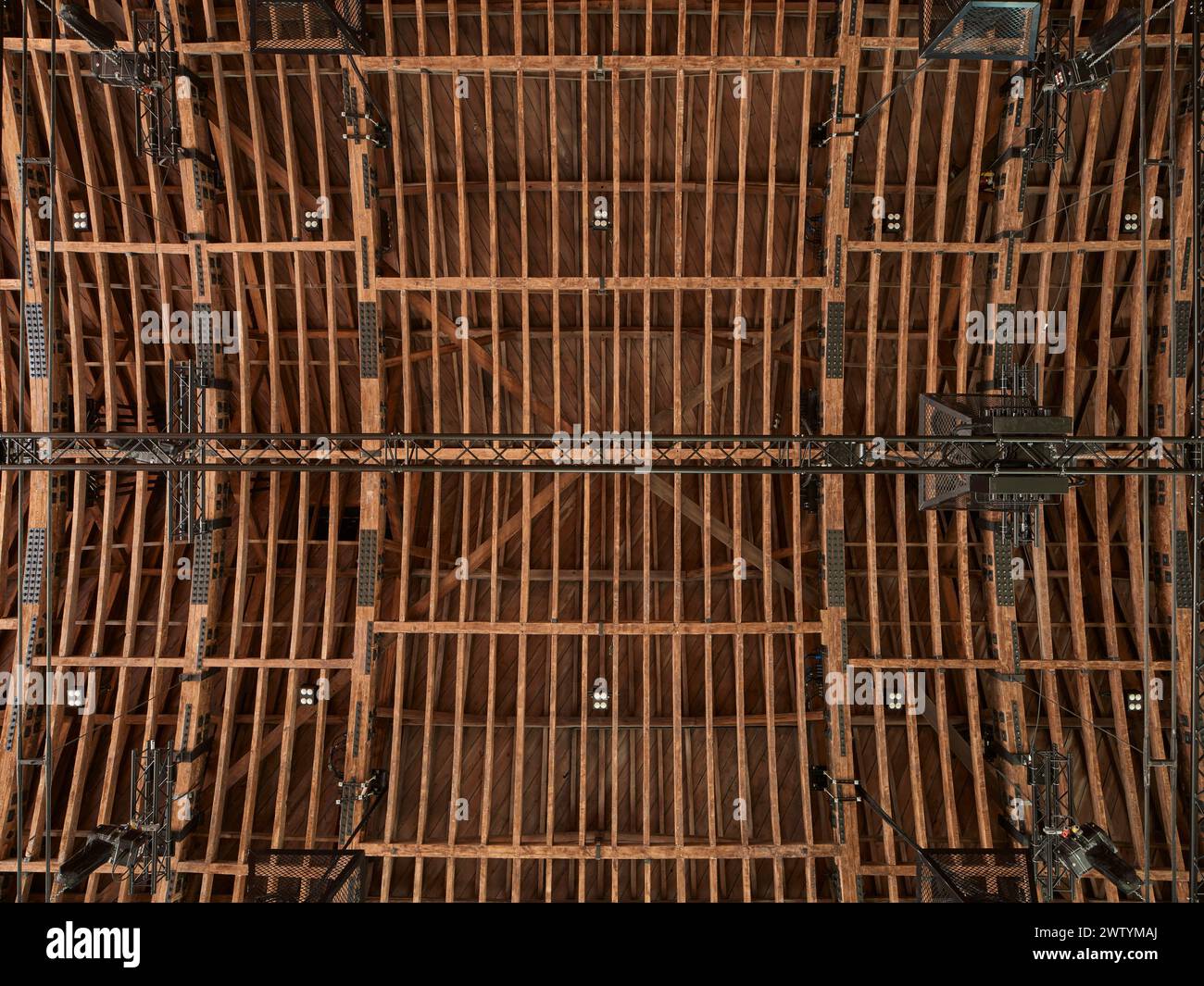 View upwards towards gantry and vaulted timber ceiling. Brighton Dome ...