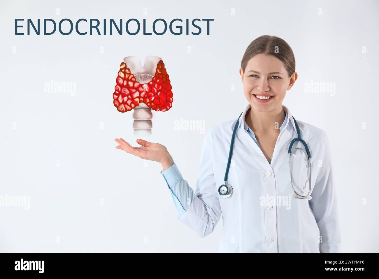 Illustration thyroid on woman hi-res stock photography and images - Alamy