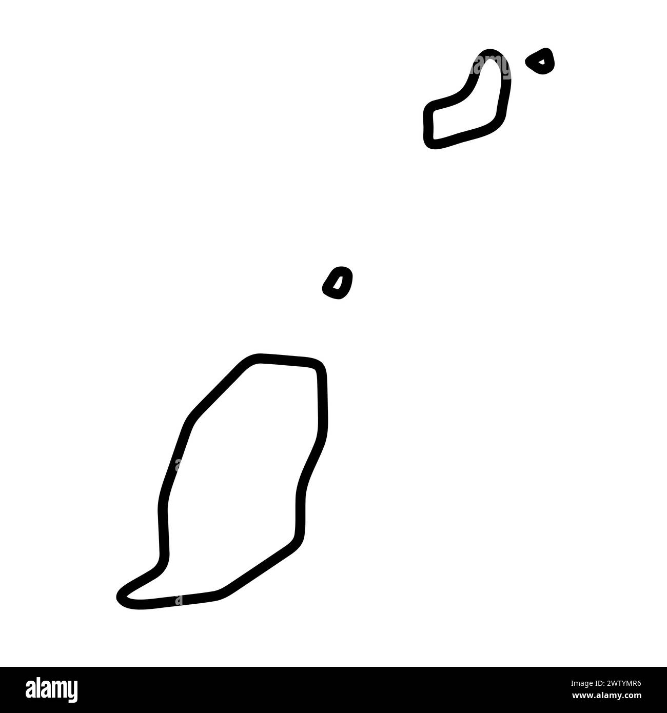 Grenada country simplified map. Thick black outline contour. Simple ...