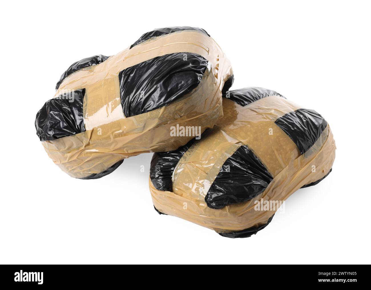 Packages with narcotics isolated on white. Drug addiction Stock Photo ...