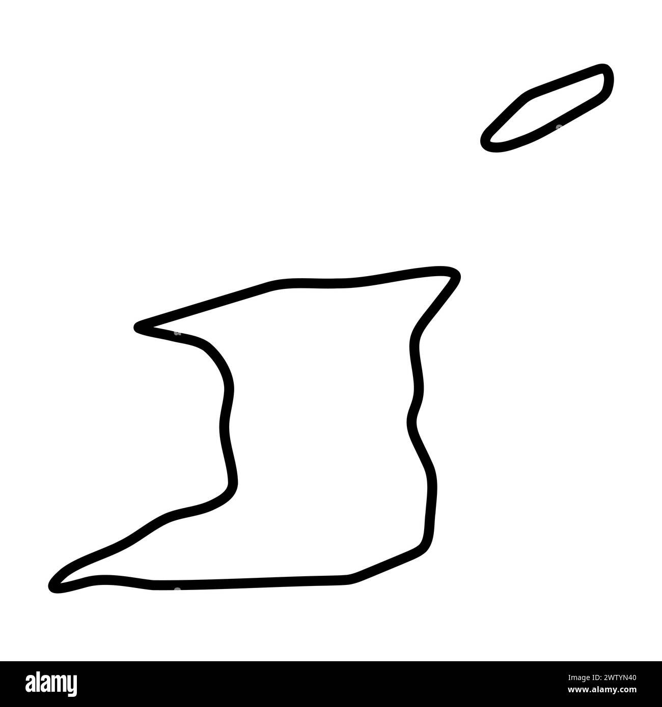 undefinedTrinidad and Tobago country simplified map. Thick black ...